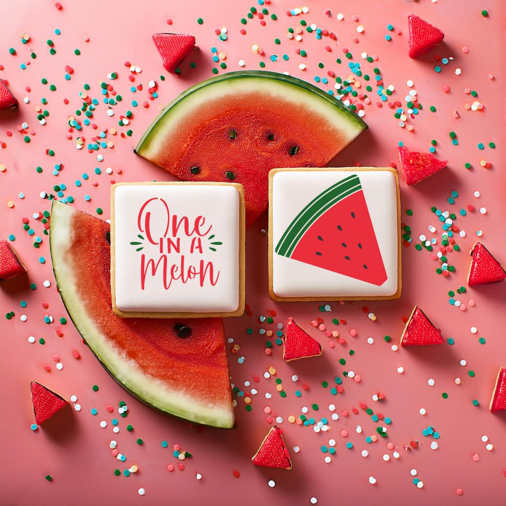 One in a Melon Watermelon Cookie Stencil: 1st Birthday Cookies ...