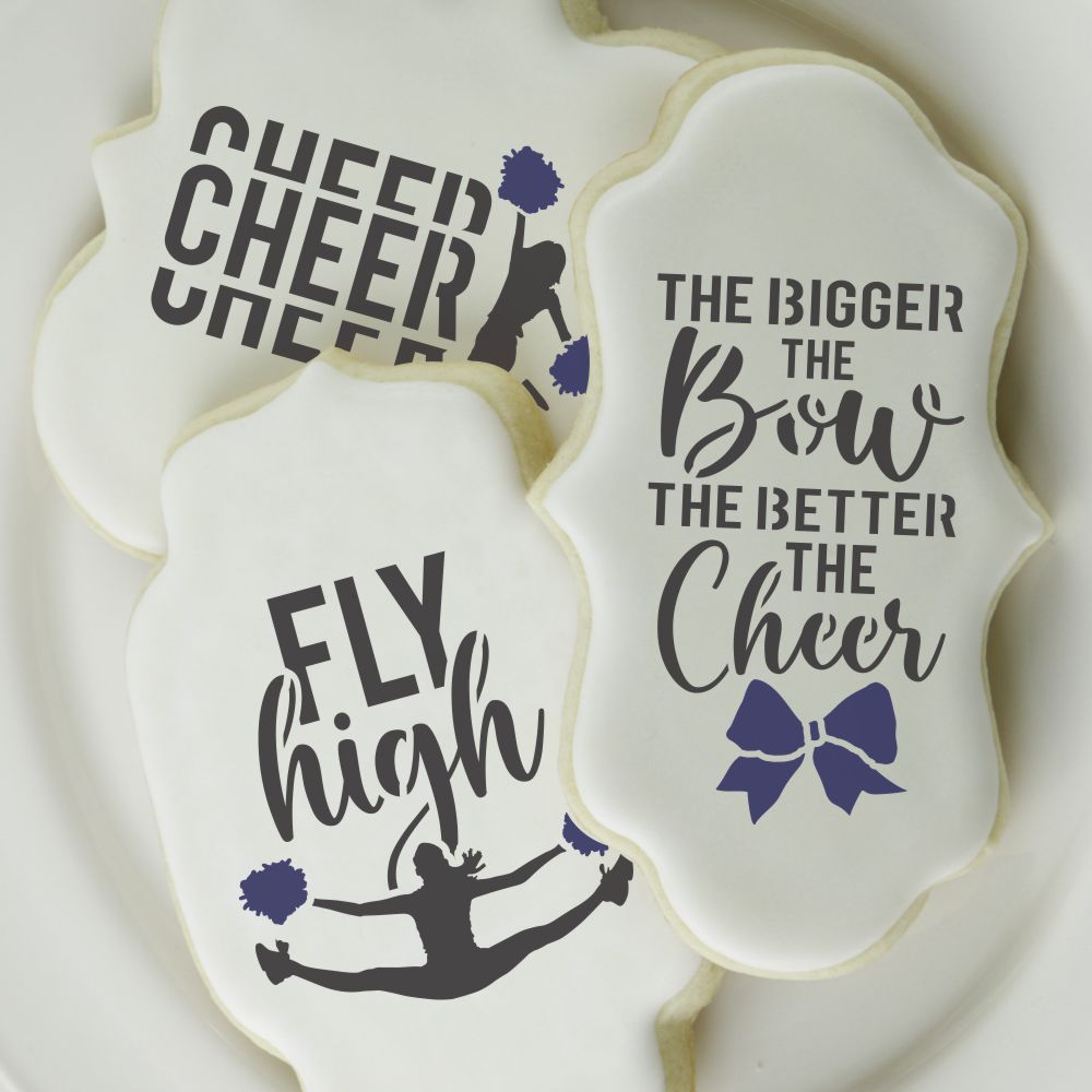 Cheerleading Message Cookie Stencils | Cheerleader Cookies – Confection ...