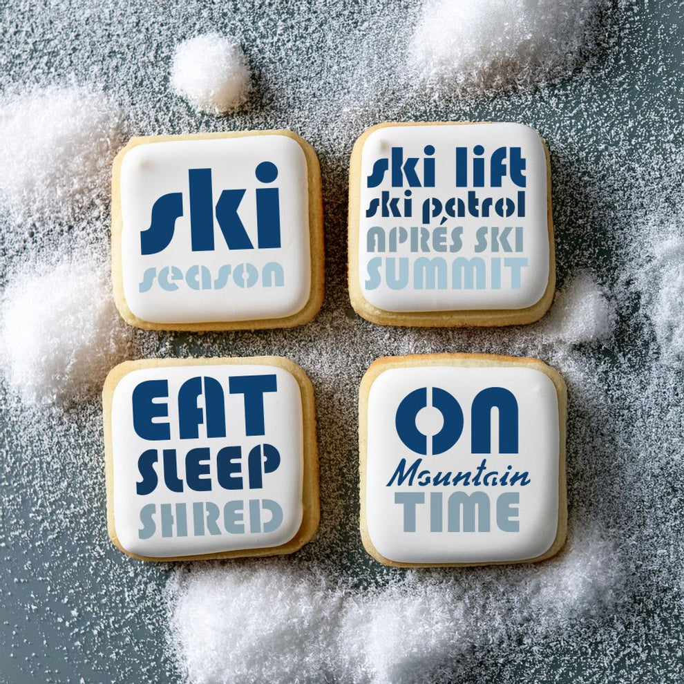 Skiing Message Cookie Stencils: Decorate Skiing Cookies - Confection ...