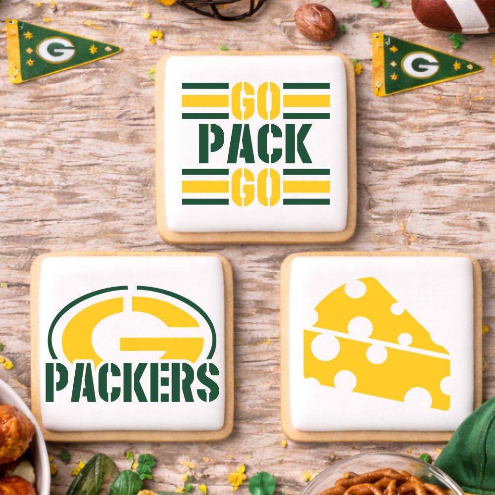 Cheesehead Cookie Stencil Set | Packers Football Cookies - Confection ...