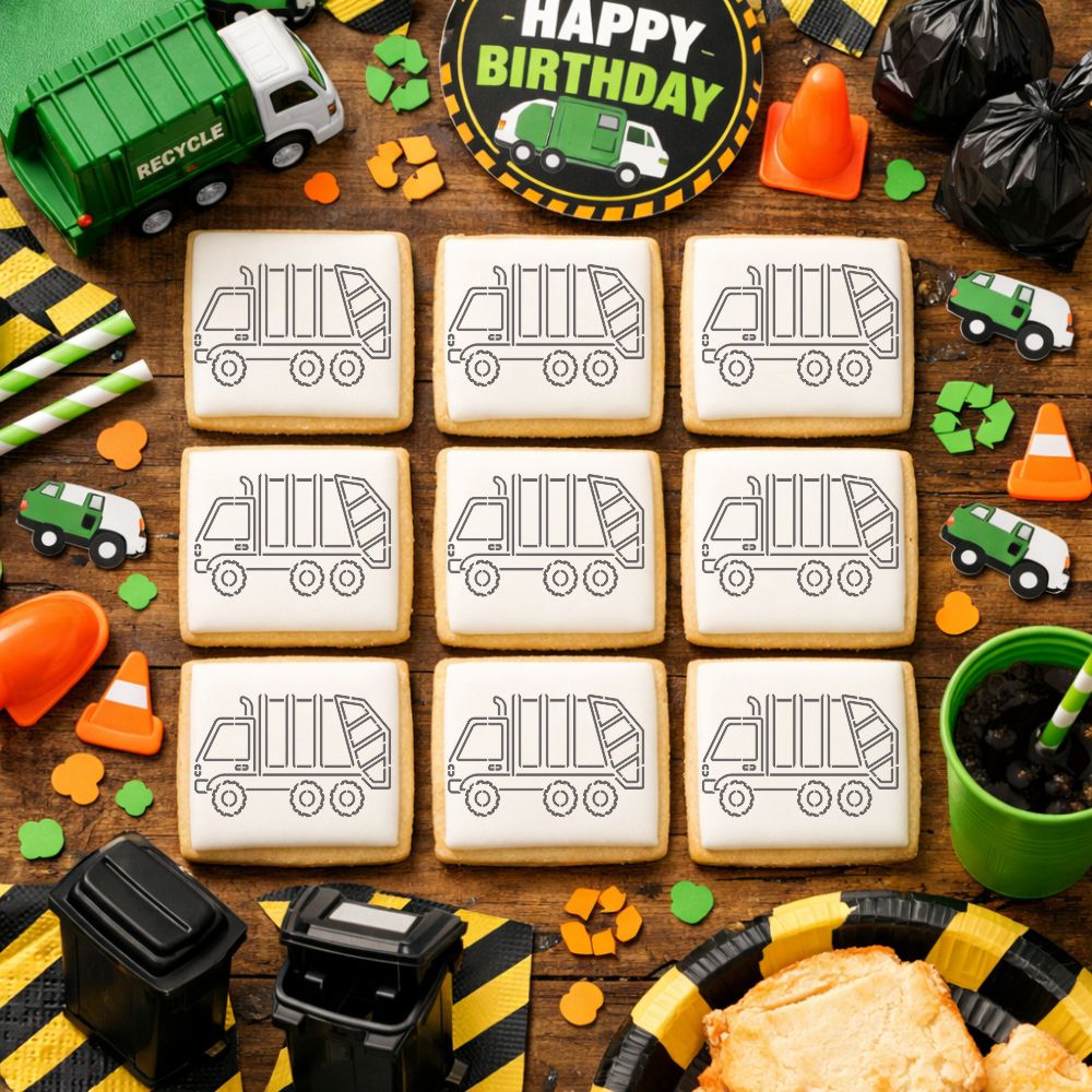 Garbage Truck PYO Cookie Stencil | Garbage Truck Cookies – Confection ...