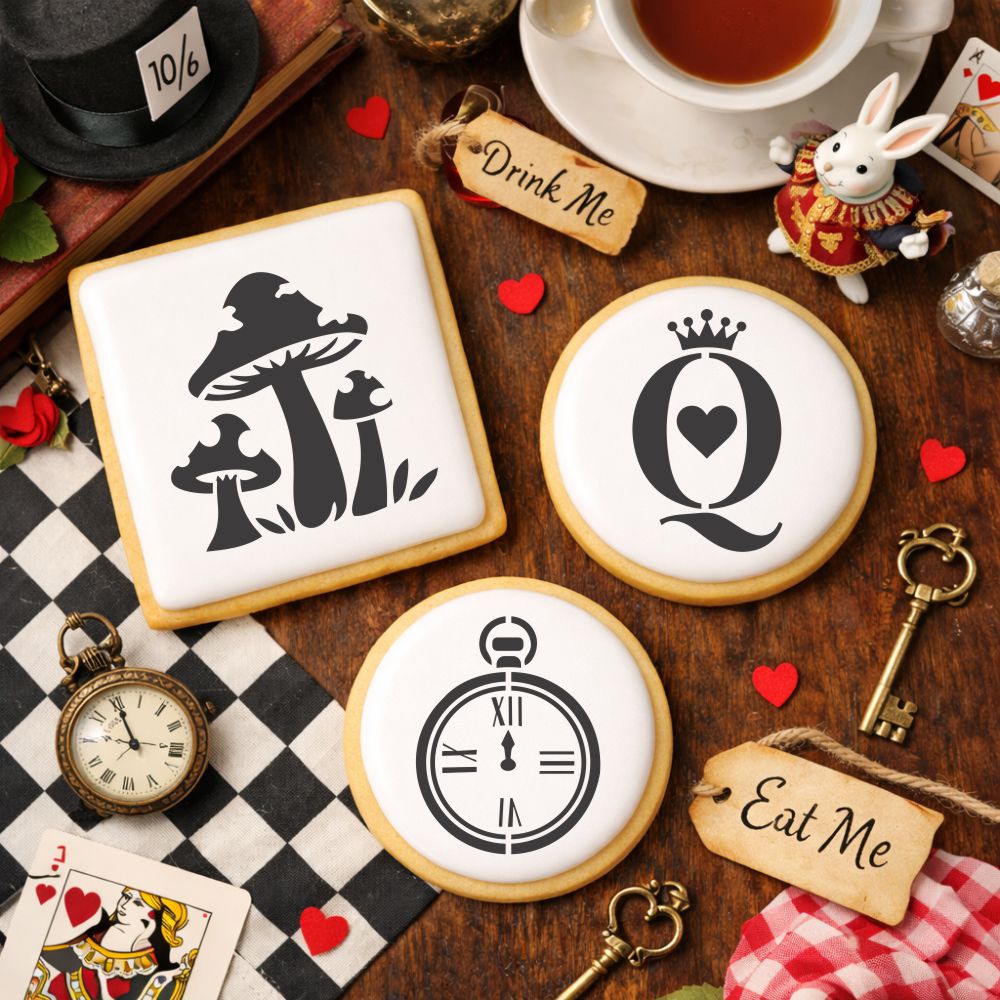 Down the Rabbit Hole Cookie Stencil Set | Wonderland Inspired Cookies ...