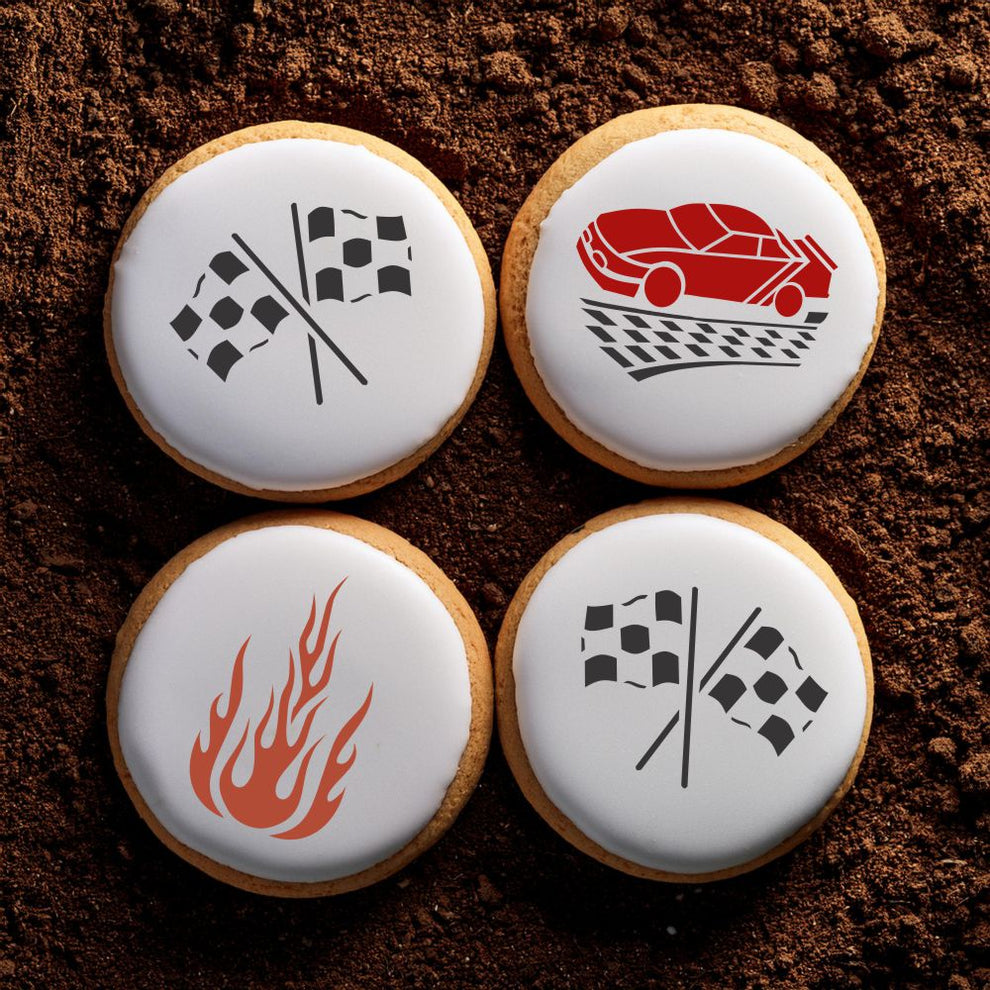 Race Car Round Cookie Stencil Set | Designer Stencils - Confection ...