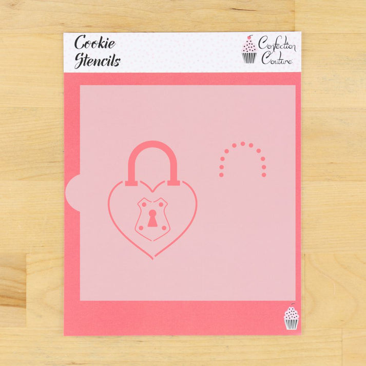 Heart Shaped Lock Stencil for Cookies - Confection Couture Stencils